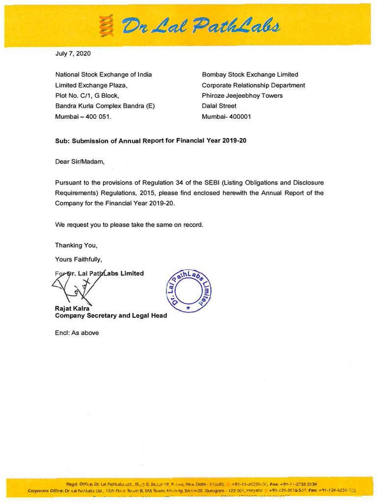 DR Lal Pathlabs AR | PDF | Audit | Dividend