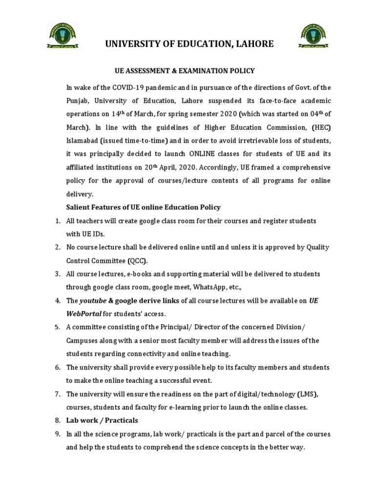 Assessment & Examination Policy-UE PDF | PDF | Multiple Choice | Test ...