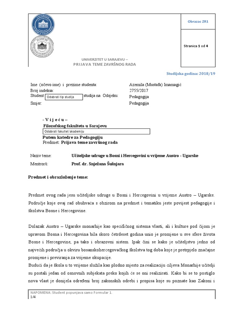 Obrazac Za Rad2045215266275457589 | PDF