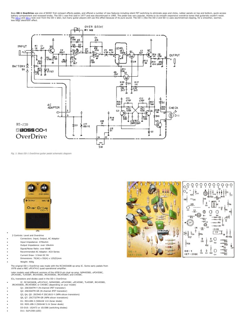 Boss OD-1 OverDrive Pedal Schematic Diagram | PDF