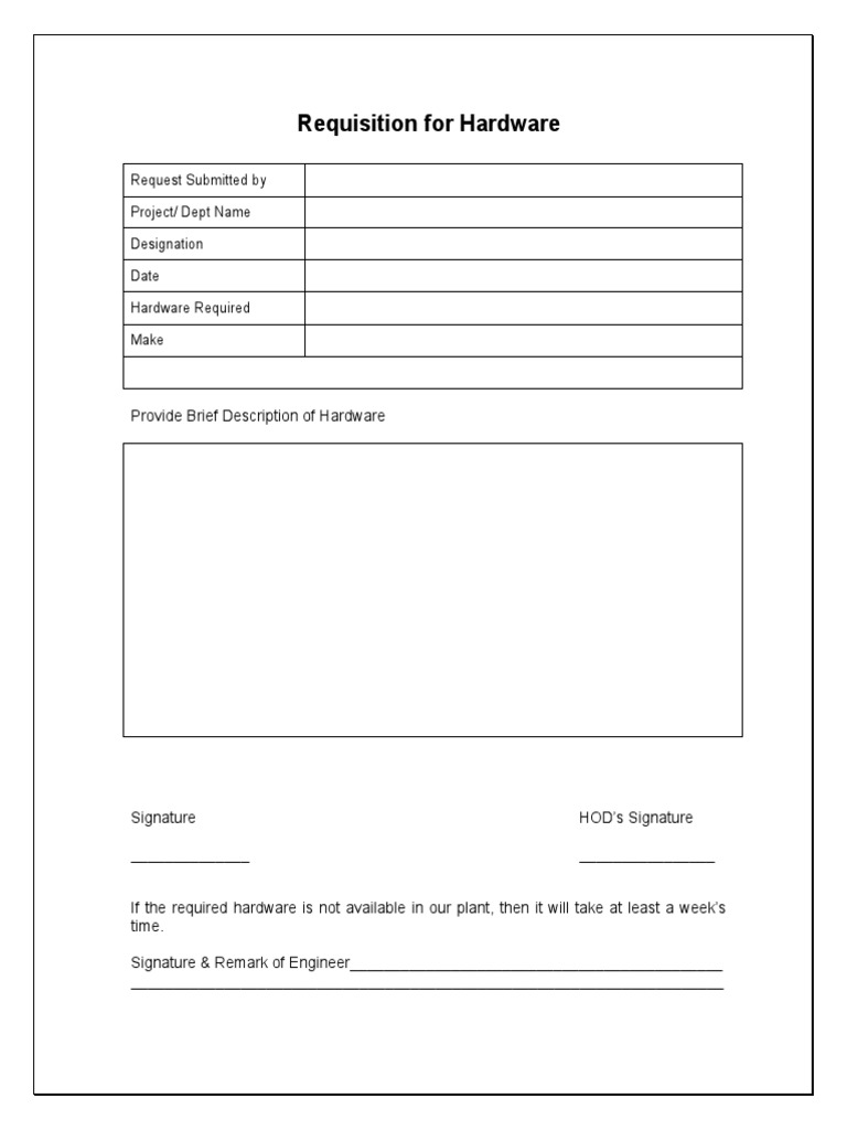 Hardware Requisition Form | PDF