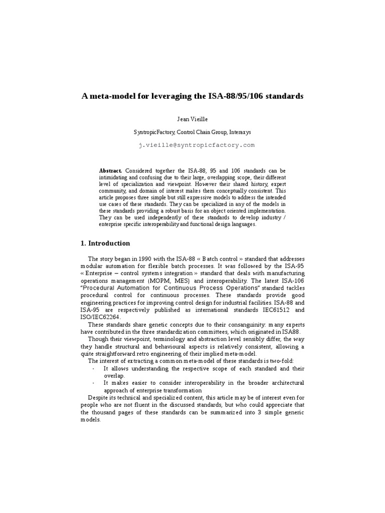 Isa 95 98 106 | PDF | System | Interoperability