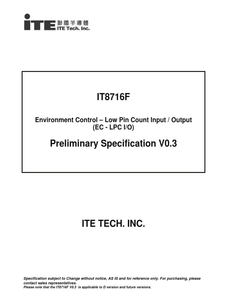 Environment Control - Low Pin Count Input / Output (Ec - LPC I/O) | PDF | Electronics | Computer ...