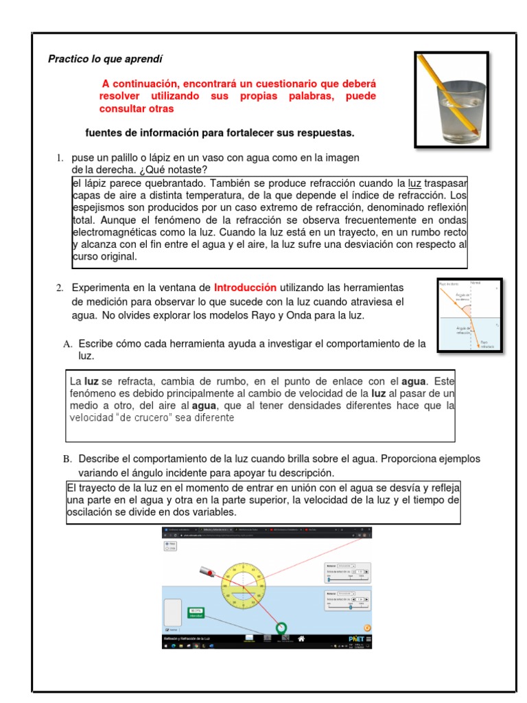 FISICA 11B - 3er PERIODO - TAREA | PDF | Refracción | Ligero