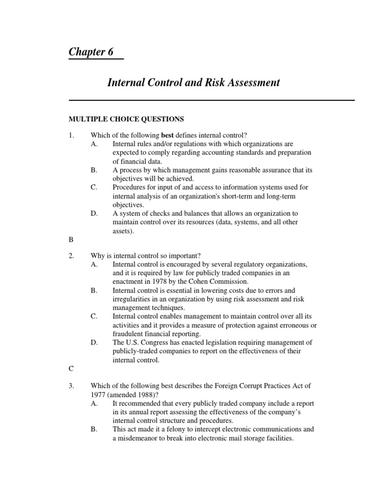 Internal Control and Risk Assessment | PDF | Internal Control | Audit