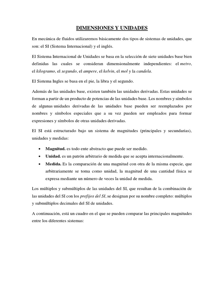 Dimensiones y Unidades | PDF | Sistema Internacional de Unidades | Notación