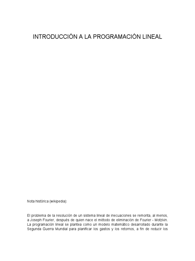 Introducción A La Programación Lineal | PDF | Programación lineal | Linealidad