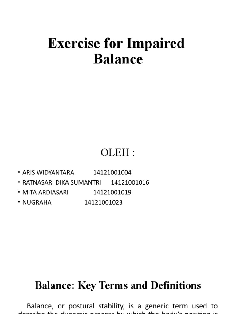 Exercise For Impaired Balance | PDF | Balance (Ability) | Anatomical ...