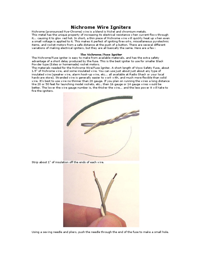 Nichrome Wire Igniters | PDF | Wire | Insulator (Electricity)