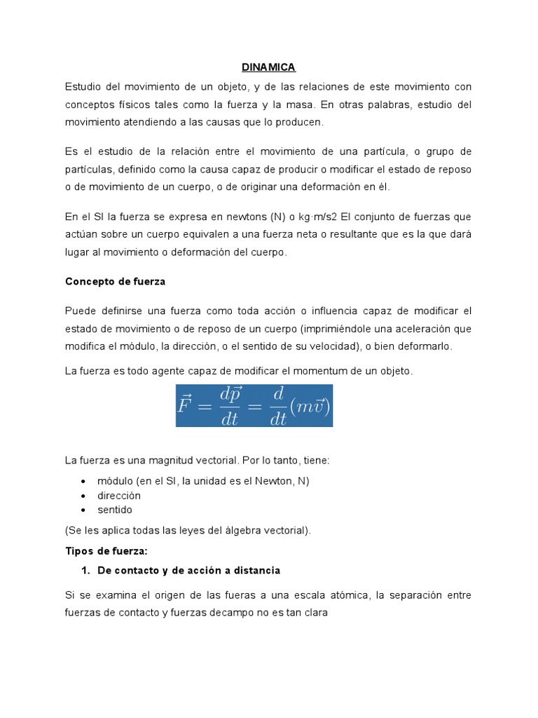 Dinámica: Movimiento y Fuerzas en Física | PDF | Fricción | Fuerza