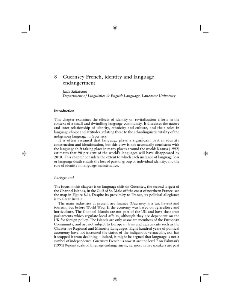 8 Guernsey French, Identity and Language Endangerment | PDF | Identity ...