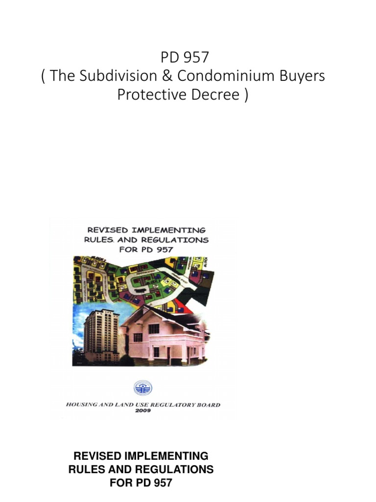 Review - PD 957 | PDF | Sanitary Sewer | Sewage