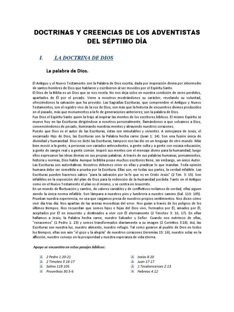 Doctrinas y Creencias de Los Adventistas Del Séptimo Día | PDF | Pecado | espíritu Santo