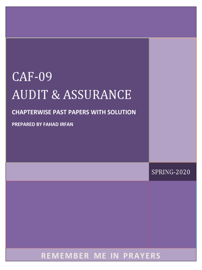 Audit Icap Updated Chapterwise Past Paper With Solution V1 Prepared by ...