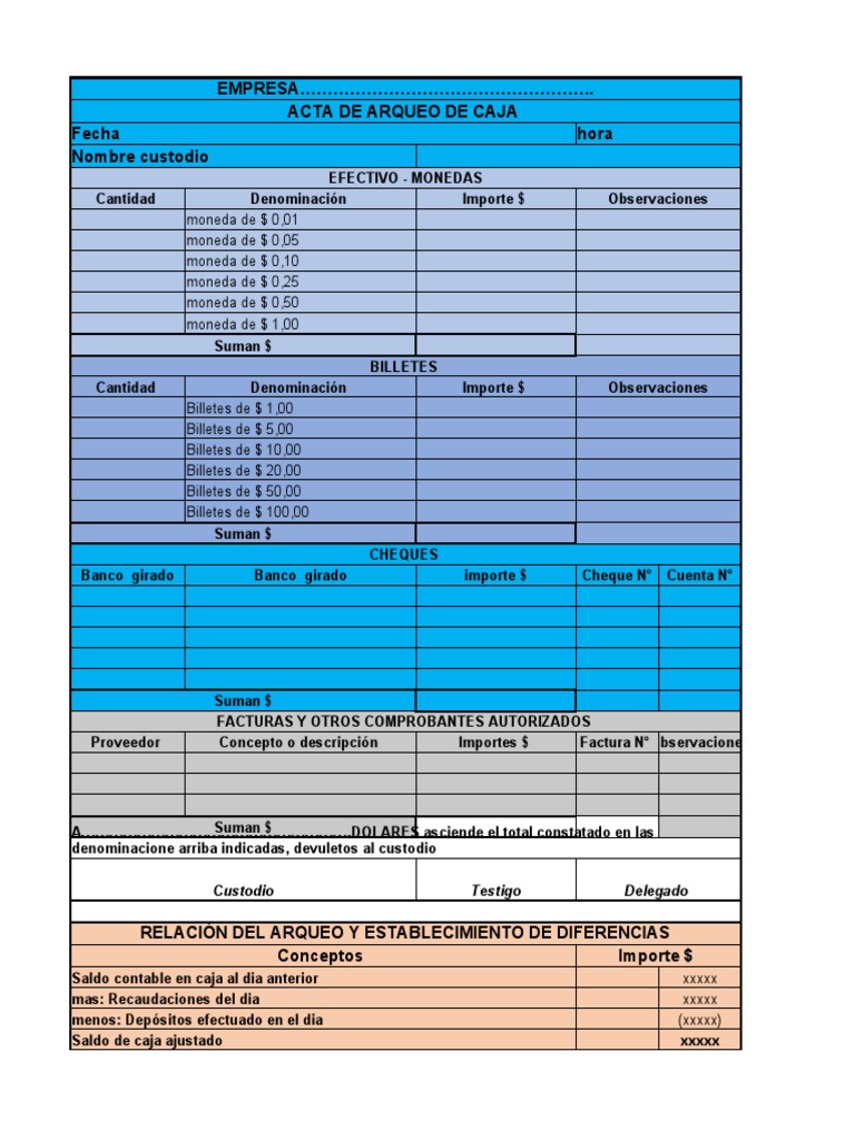 Formatos Arqueo de Caja y Libro Bancos | PDF | Bancos | Corporaciones