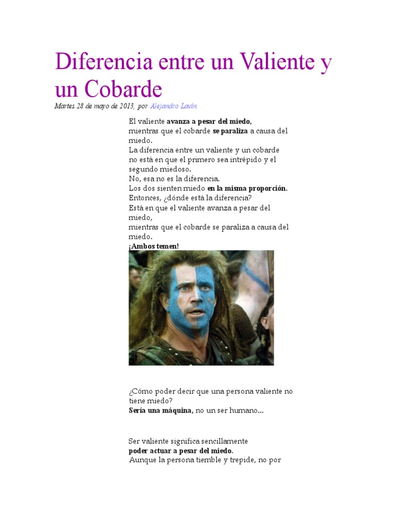 Diferencia Entre Un Valiente y Un Cobarde | PDF