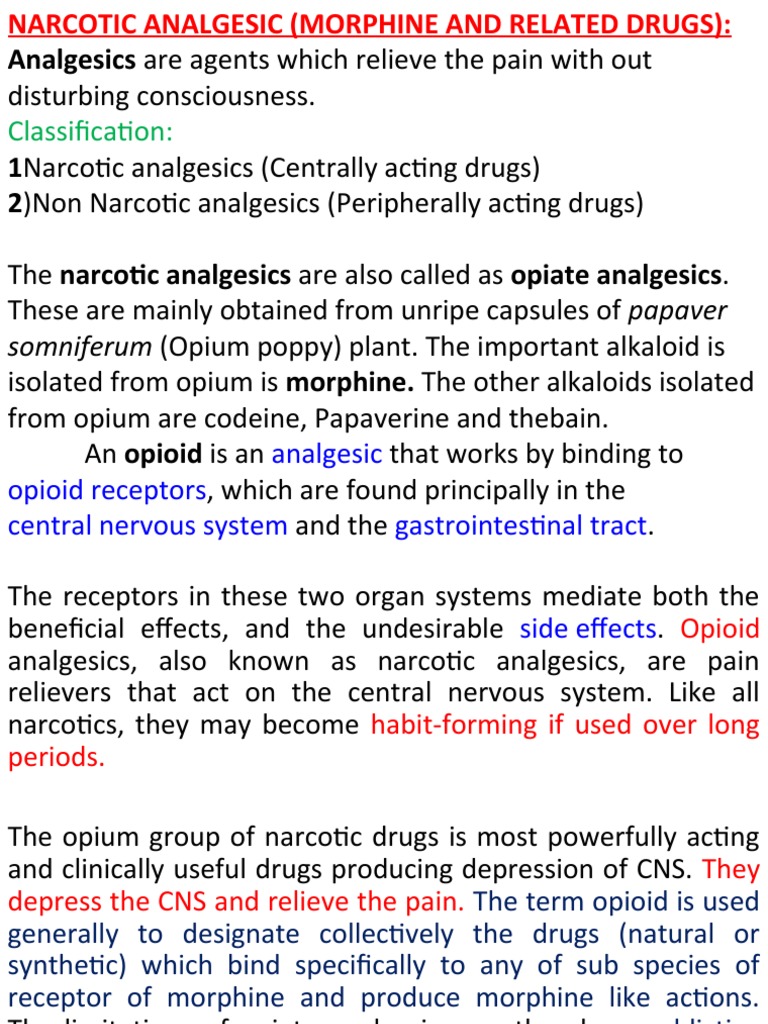 Understanding Narcotic Analgesics: Morphine | PDF | Opioid | Morphine