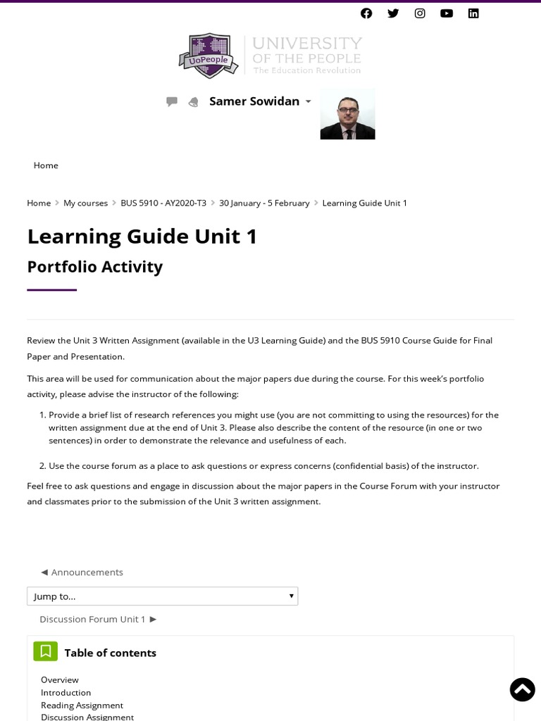 Learning Guide Unit 1 - Portfolio Activity | PDF