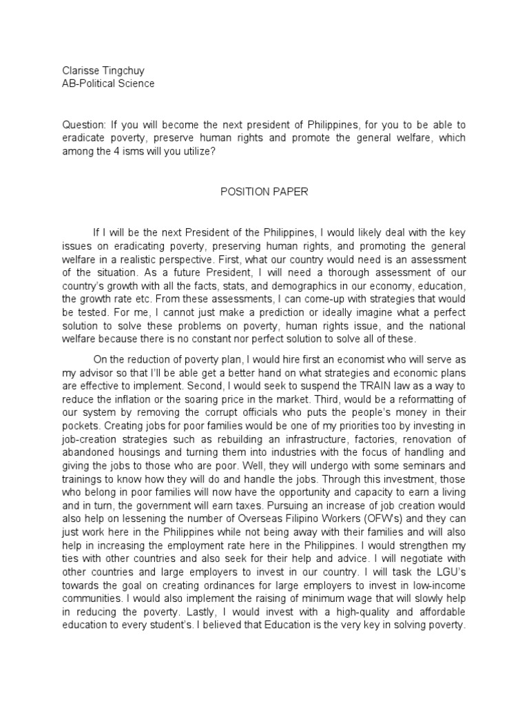 Position Paper | PDF | Poverty Reduction | Poverty