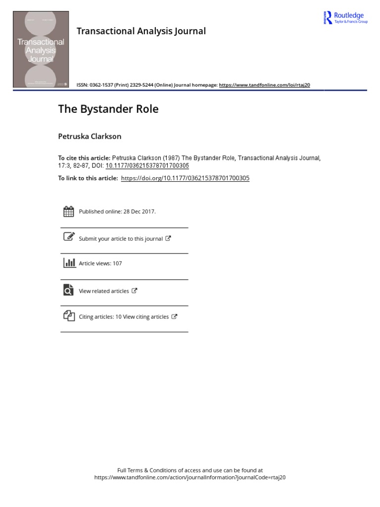 The Bystander Role | PDF | Guilt (Emotion) | Psychotherapy