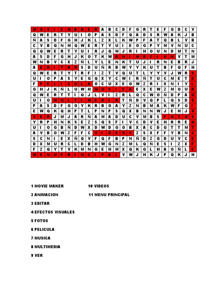 Movie Marker Sopa de Letras | PDF