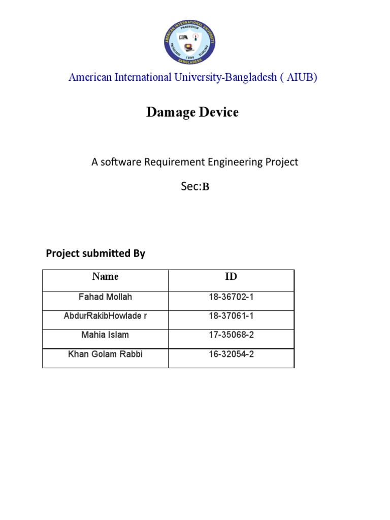 Damage Device: American International University-Bangladesh (AIUB ...
