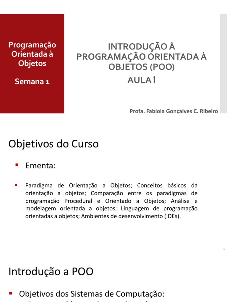 Aula 1 Pdf Programação Orientada A Objetos Classe Programação De Computadores