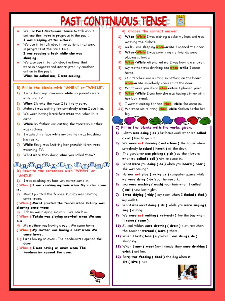 Past Continuous When and While | PDF