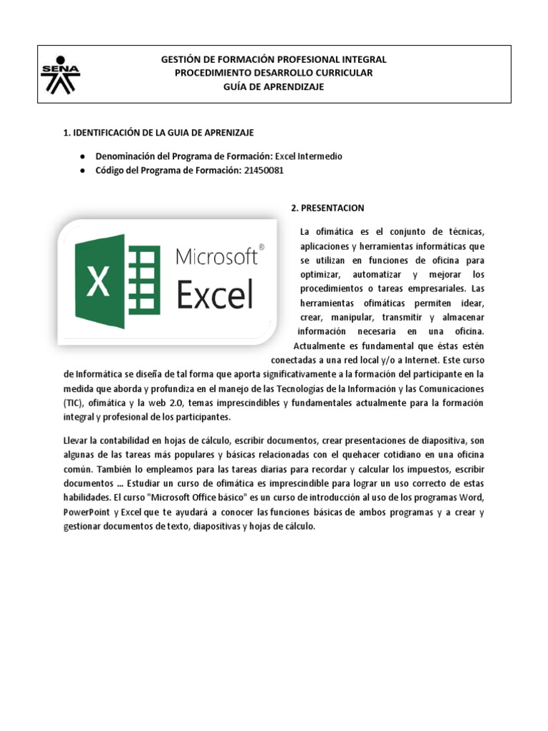 Guia - Excel Basico SESION 1 | PDF | Microsoft Excel | Microsoft