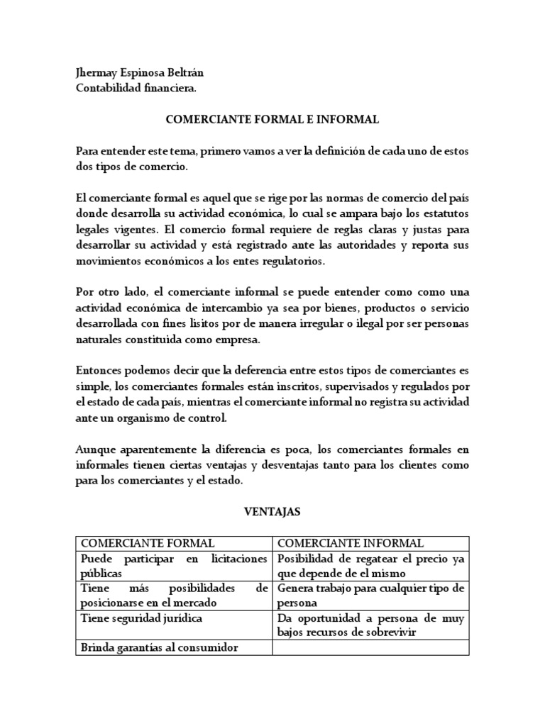 Comercio Formal e Informal | PDF | Comercio | Estado (política)