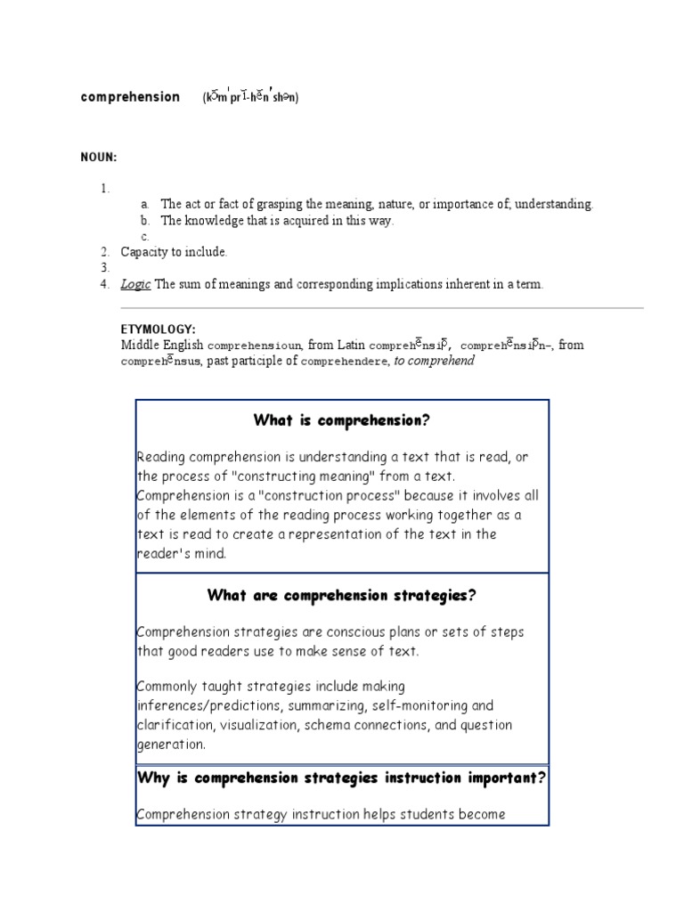 Understanding Comprehension Levels | PDF | Reading Comprehension ...