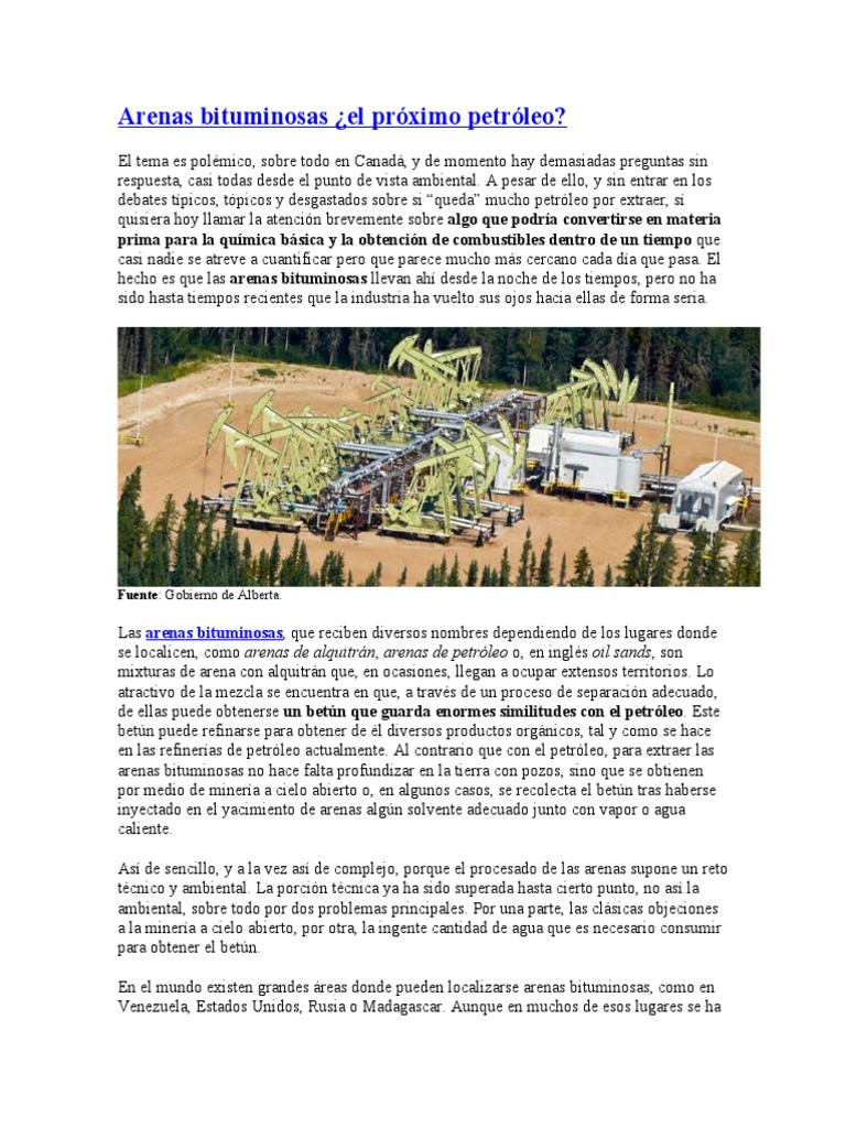 Arenas Bituminosas | PDF | Asfalto | Petróleo