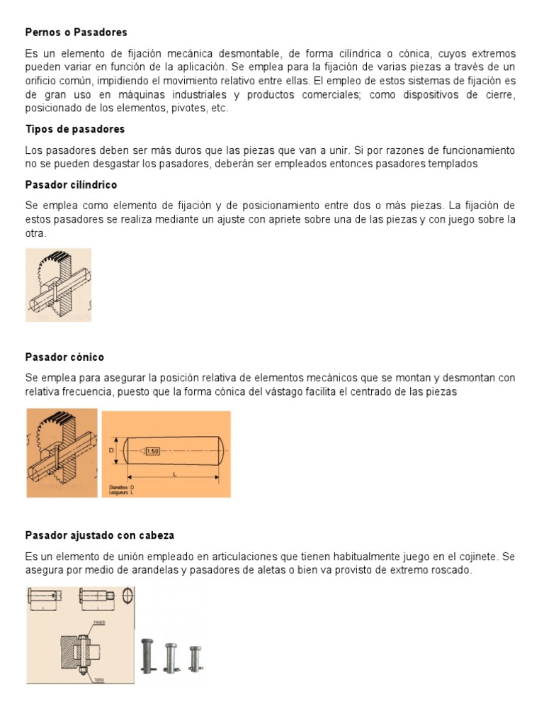 Tipos de Pasadores y Pernos Mecanicos | PDF | Tornillo | Bienes ...