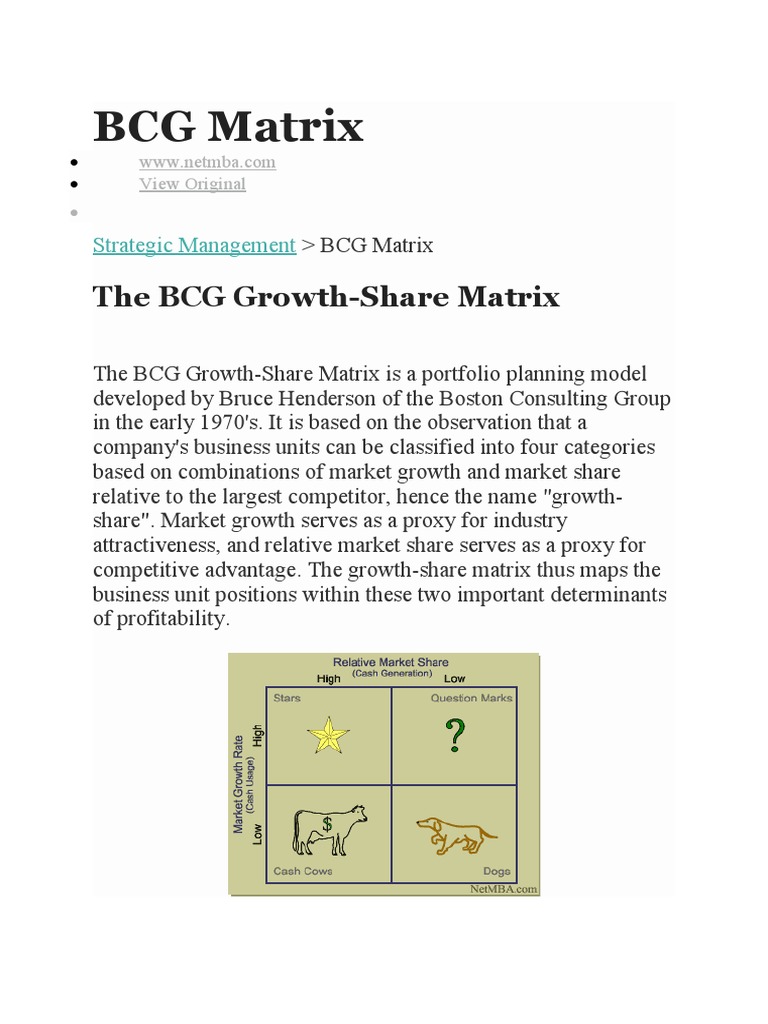The BCG Growth-Share Matrix | PDF | Business Economics | Investing