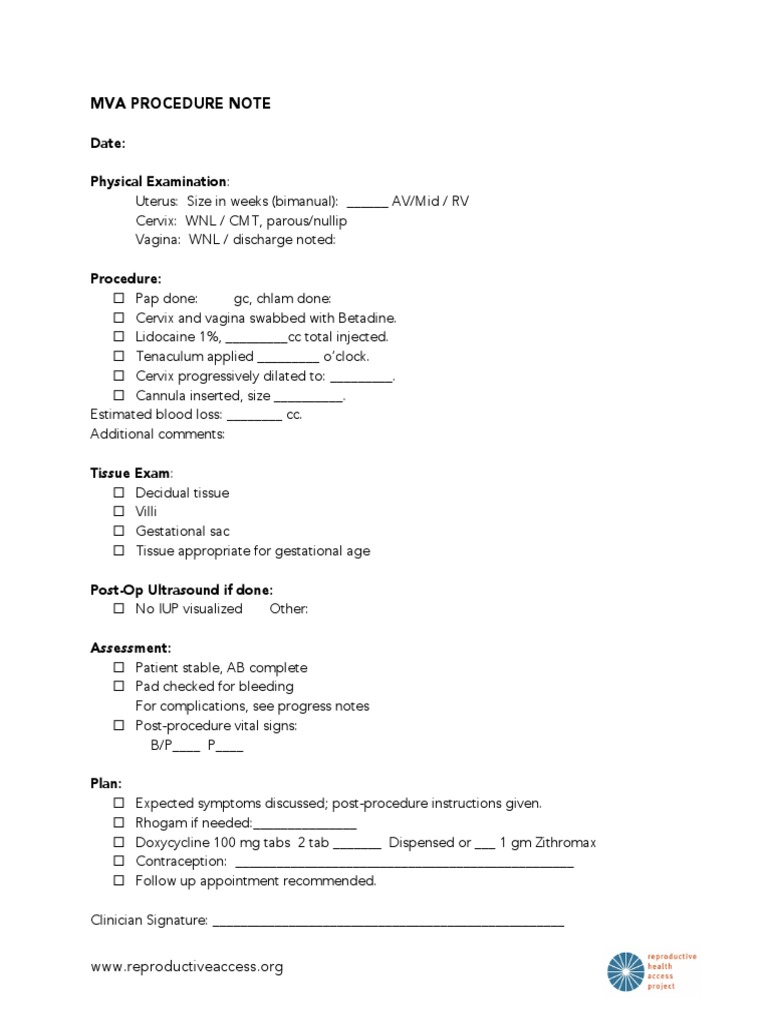 Mva Procedure Note | PDF