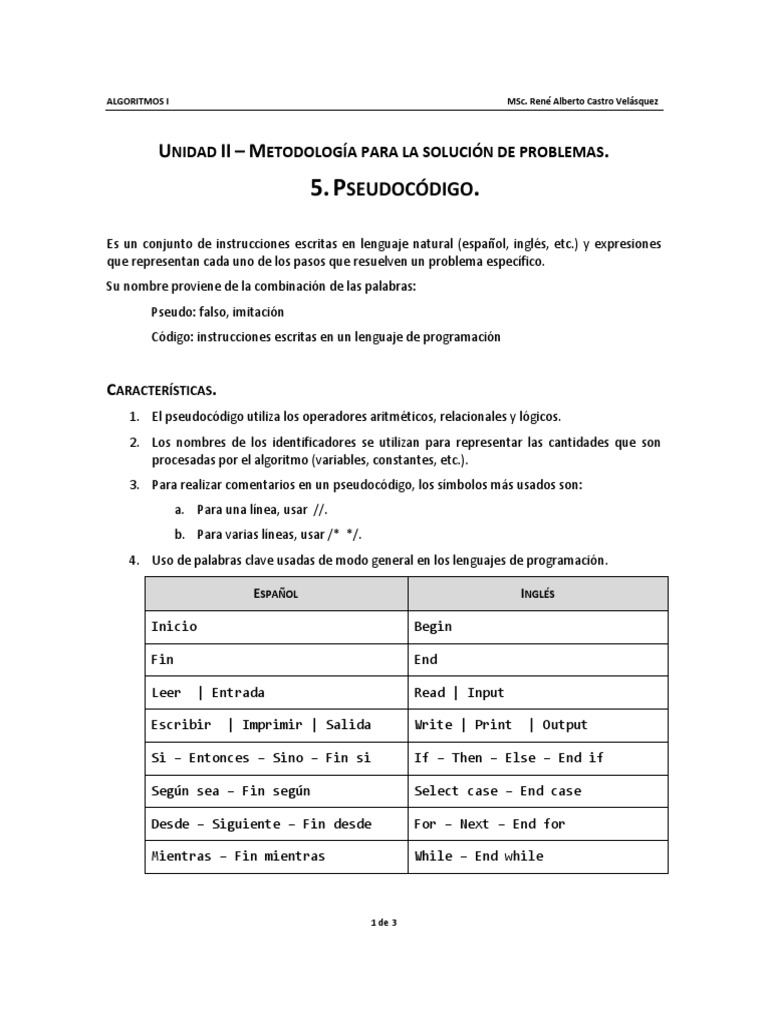 2.5 - Pseudocodigo | PDF | Algoritmos | Programa de computadora