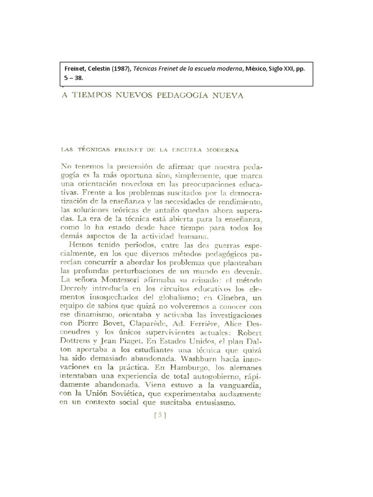 Freinet Celestin Tc3a9cnicas Freinet de La Escuela Moderna PDF | PDF