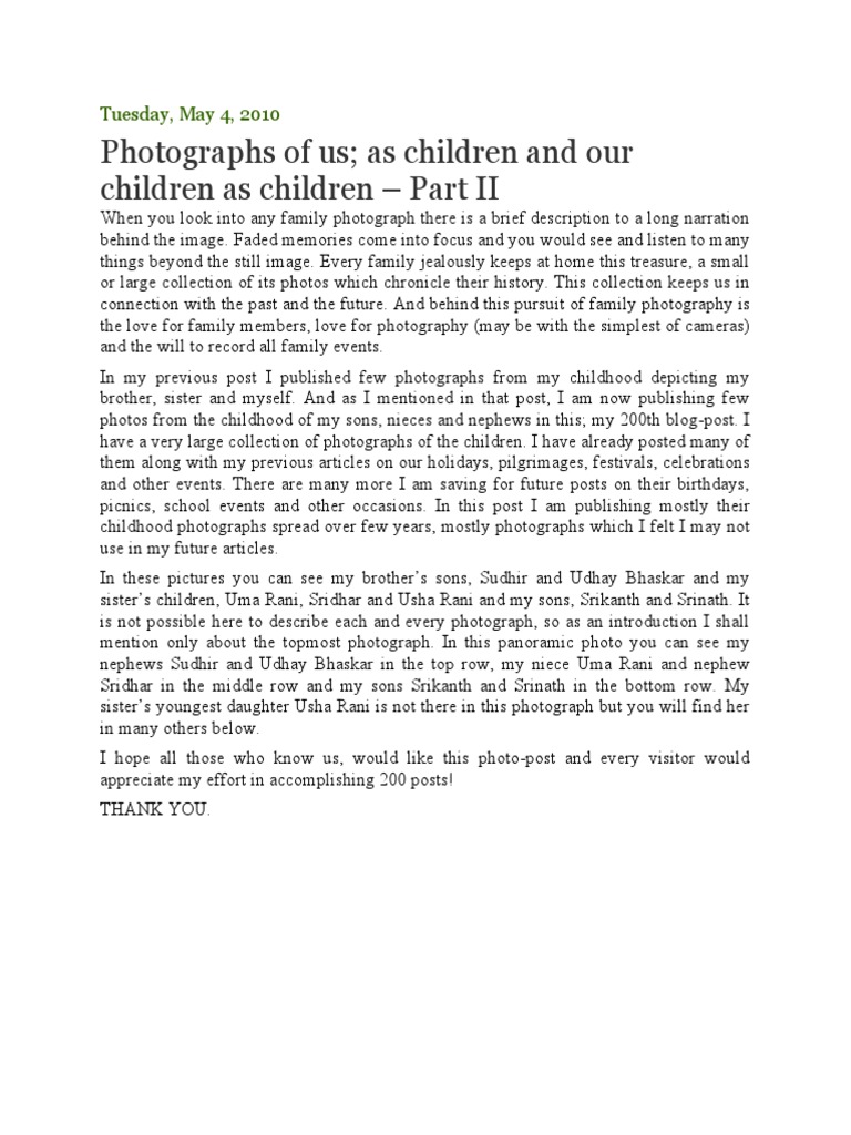 Family Childhood Photo Collection Part II | PDF