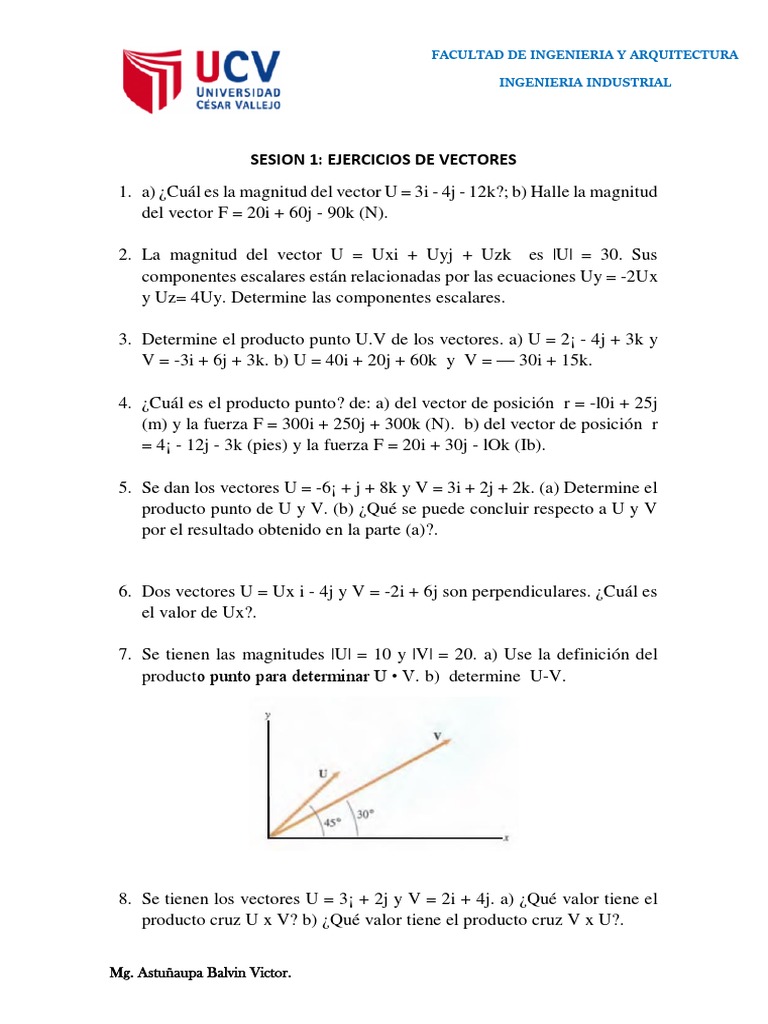 Ejercicio de Fisica 2020-Ii Vectores PDF | PDF | Vector Euclidiano | Álgebra abstracta