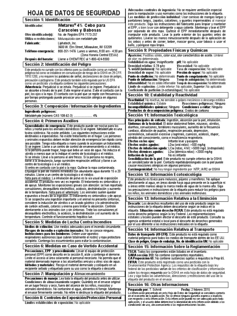 SPA MTX SDS - pdf-mETAREX | PDF | Toxicología | Agua