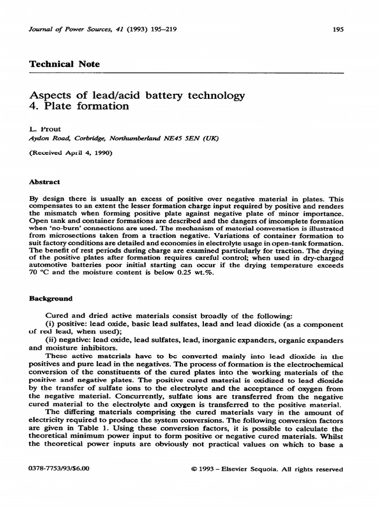 Lead Acid Battery Plate Formation Insights | PDF | Lead | Physical Sciences