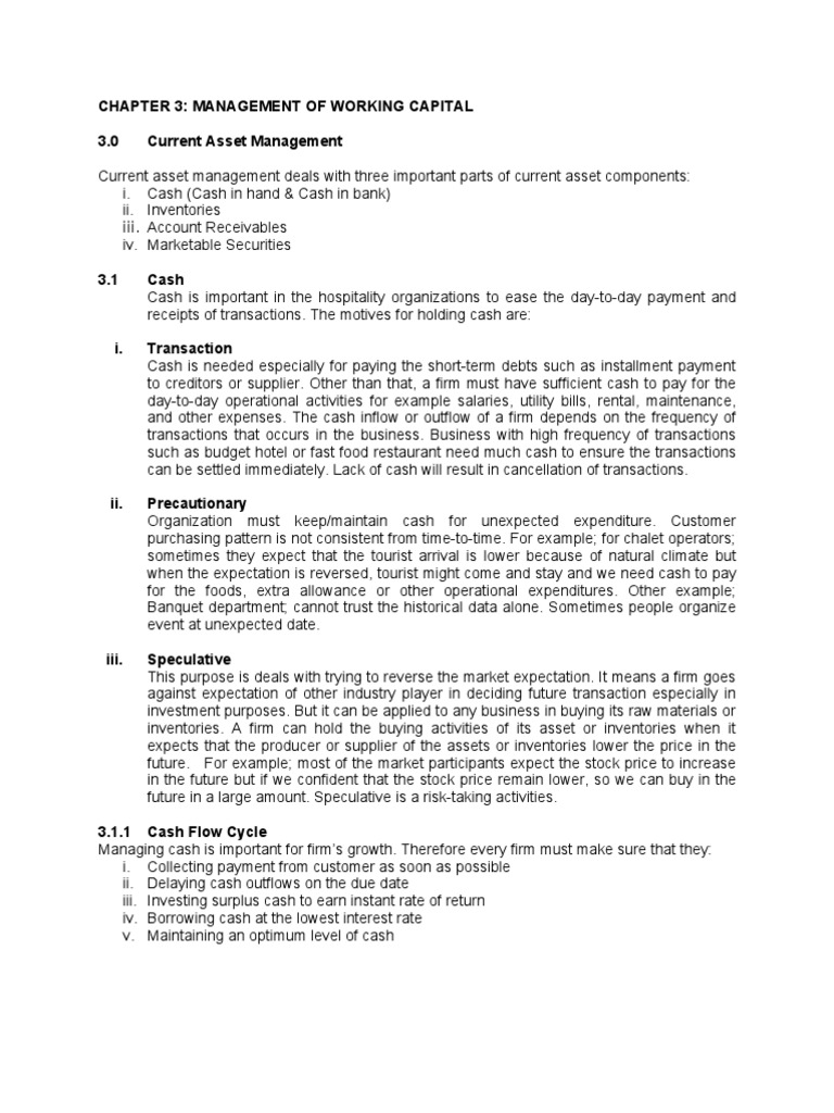 Hospitality Financial Management Ch.3-Current Asset Management | PDF ...