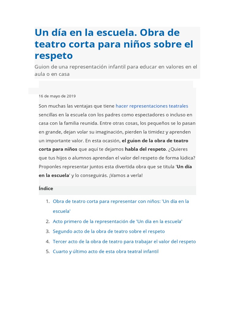 Guión Un Día en La Escuela | PDF