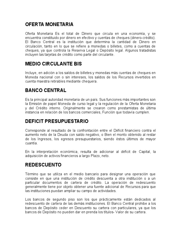 Glosario de Terminos Economicos | PDF | Balance de pagos | Bancos
