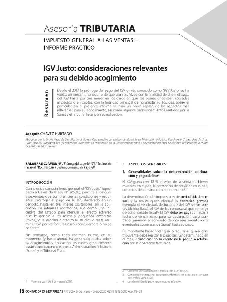 Igv Justo PDF | PDF | La política fiscal | Impuestos