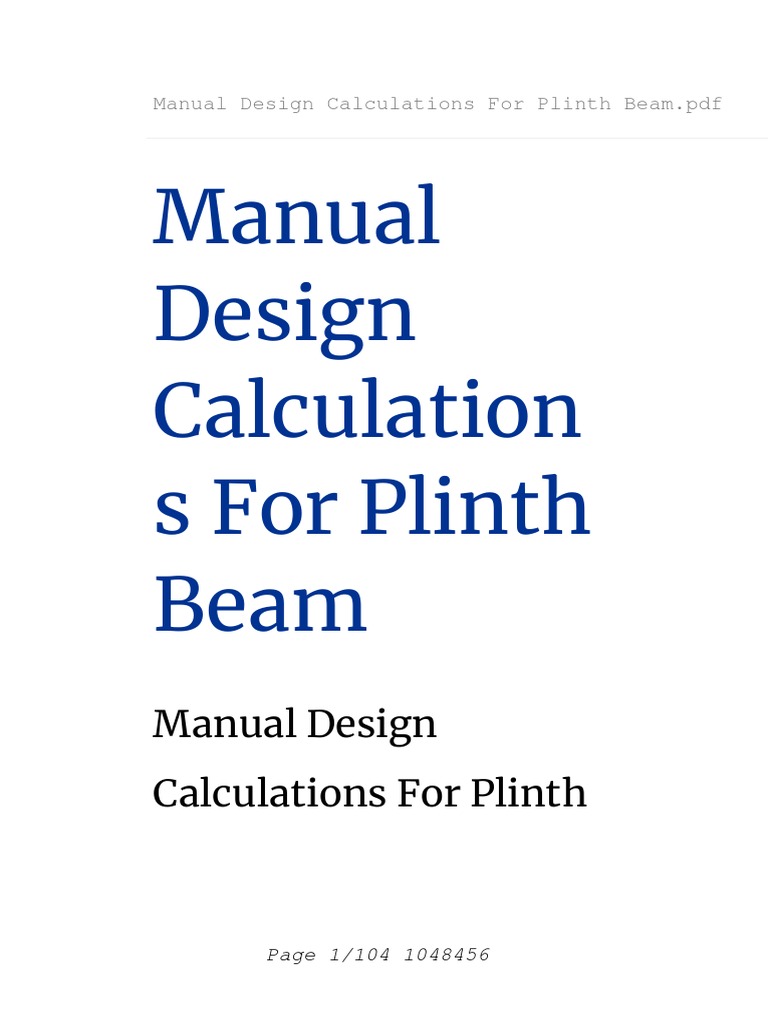 Manual Design Calculations For Plinth Beam | PDF | Beam (Structure ...
