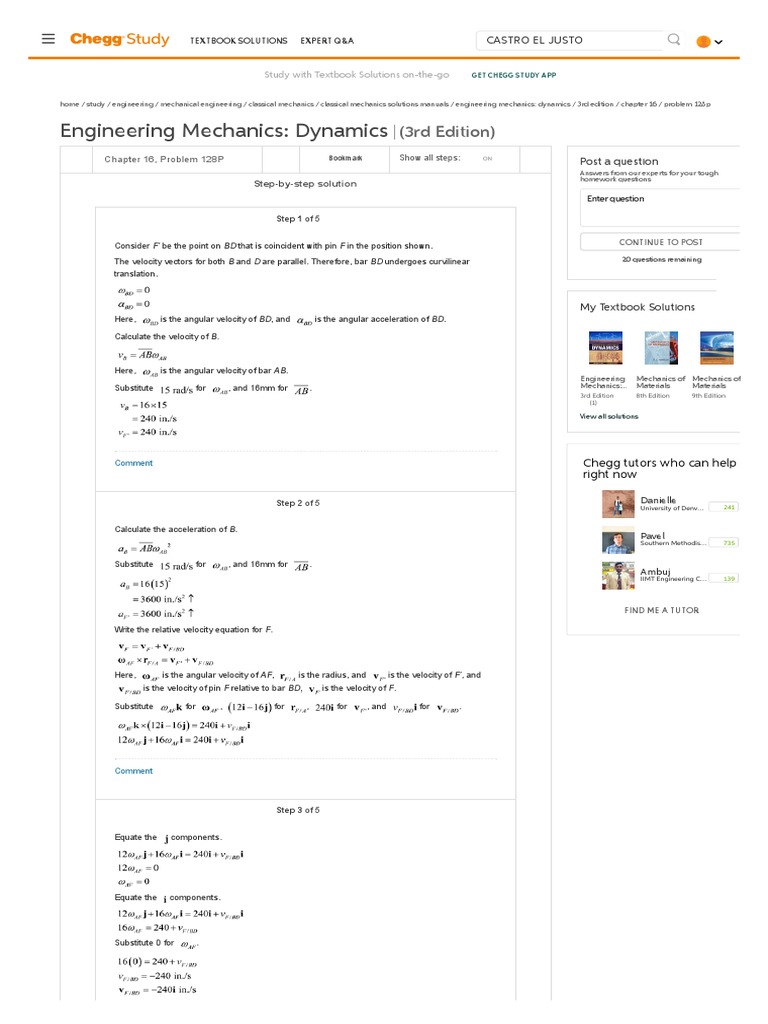 Engineering Mechanics: Dynamics: (3rd Edition) | PDF | Acceleration ...