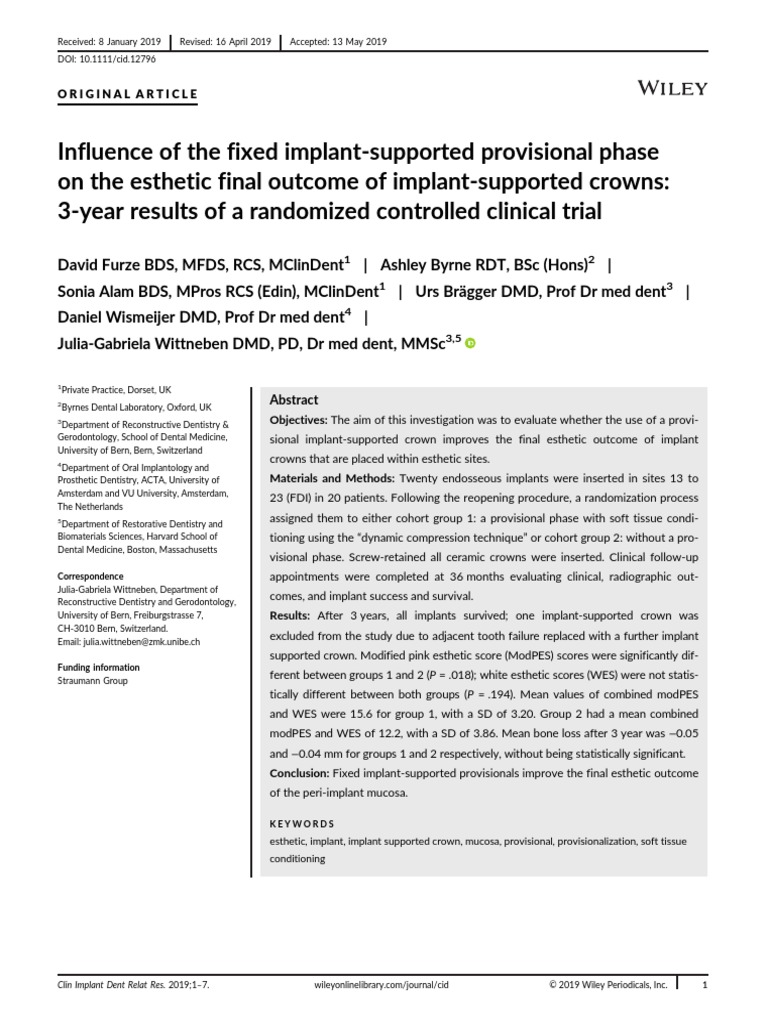 Influence of The Fixed Implant-Supported Provisional Phase On The ...