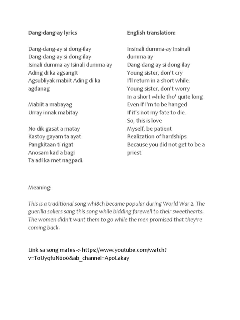 Dang Dang-Ay | PDF