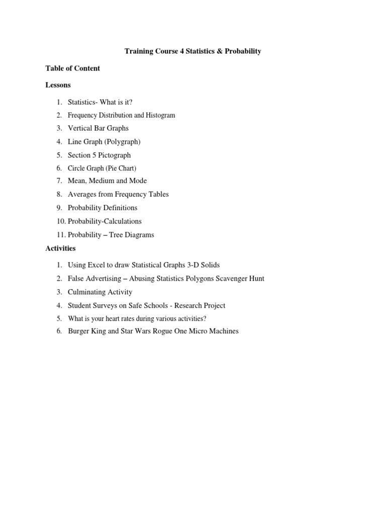 Training Course 4 Statistics and Probability | PDF | Probability ...